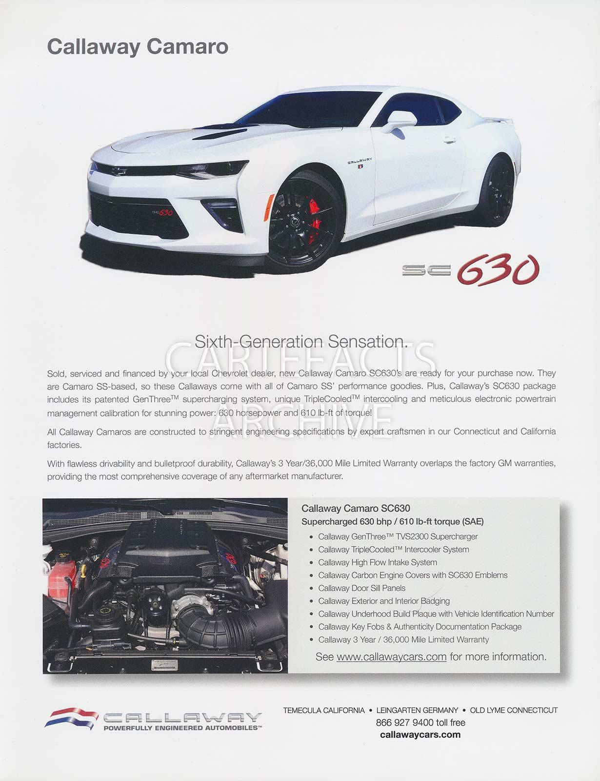 Callaway Camaro SC630 - information sheet (2018) - Cartefacts