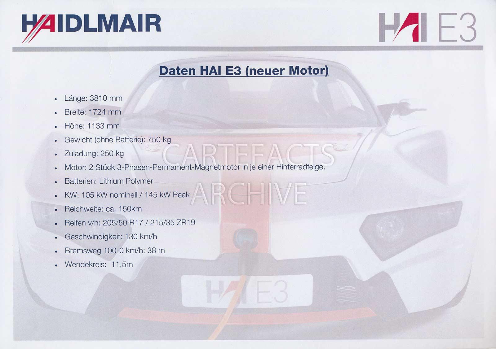 Haidlmair HAI E3 - specs sheet (2011) - Cartefacts