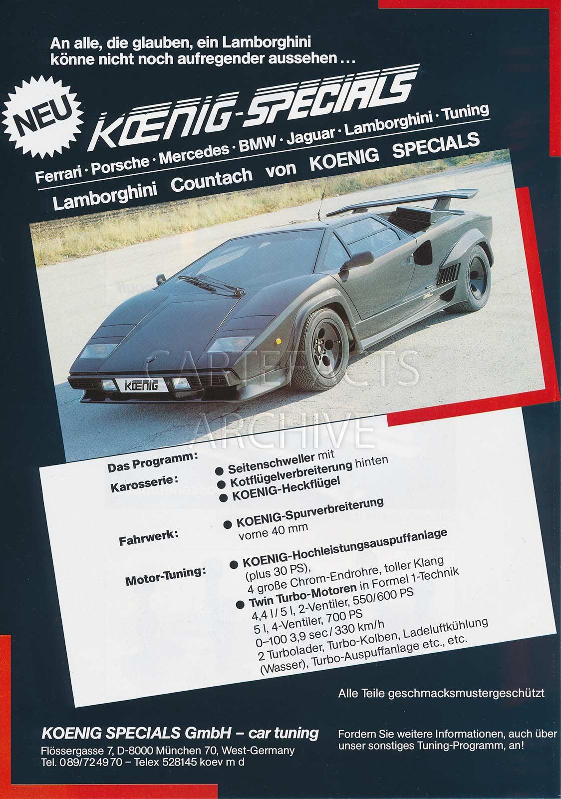 Koenig Specials Lamborghini Countach - brochure (198X) - Cartefacts