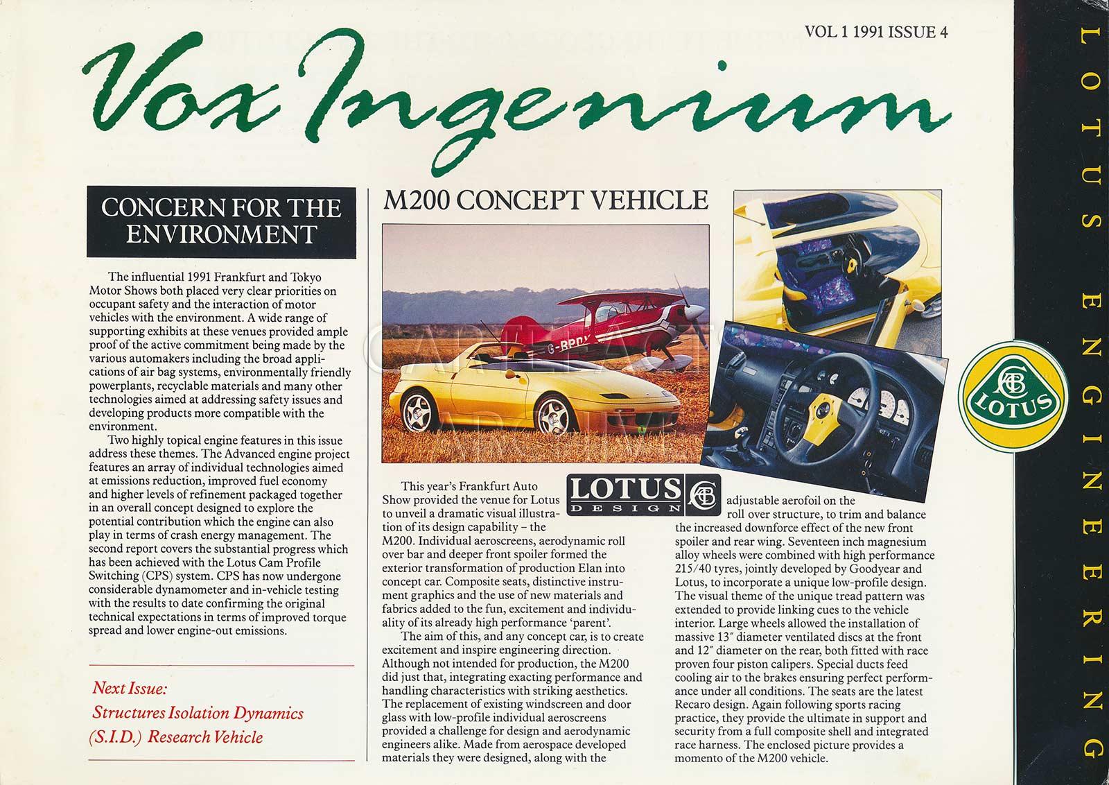 Lotus Engineering - booklet feat. M200 Concept (1991) - Cartefacts
