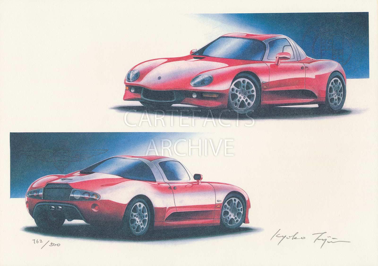 OSCA 2500GT Dromos - limited edition lithography sketch (1999) - Cartefacts