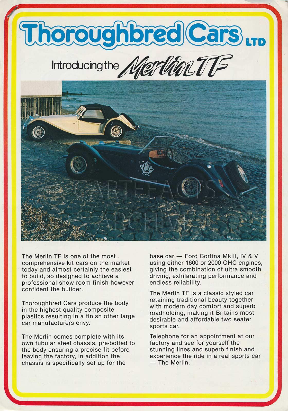 Thoroughbred Cars Merlin TF - brochure with price list (1984) - Cartefacts